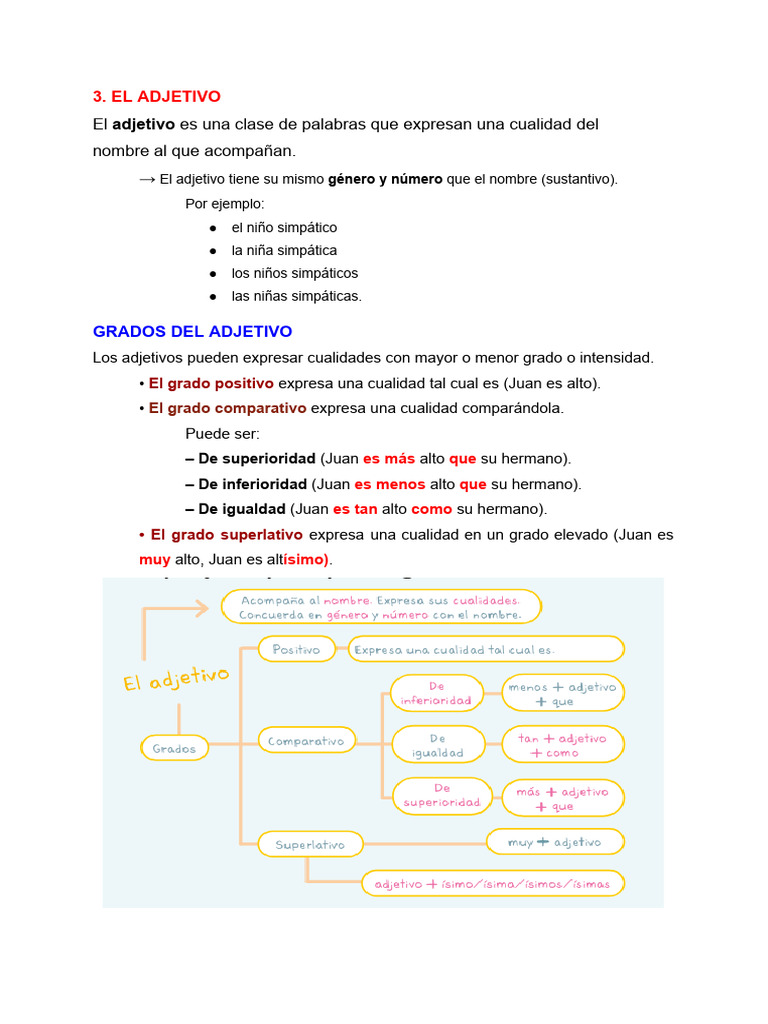 Grados y Uso del Adjetivo en Español | PDF
