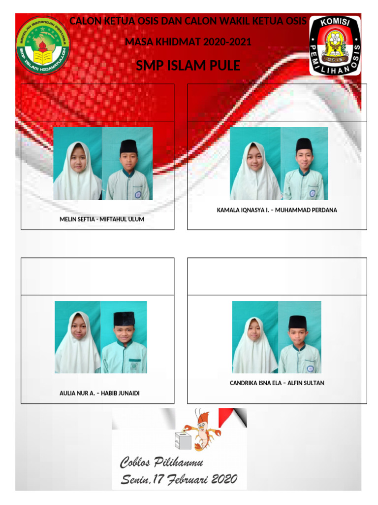 Calon Ketua Osis Dan Calon Wakil Ketua Osis | PDF