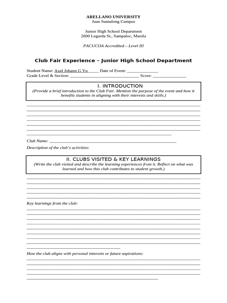 Club Fair Template | PDF