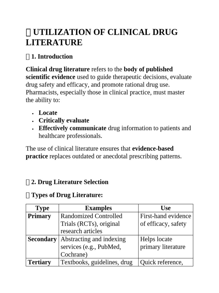 Drug ? Utilization of Clinical Drug Literature | PDF | Randomized ...