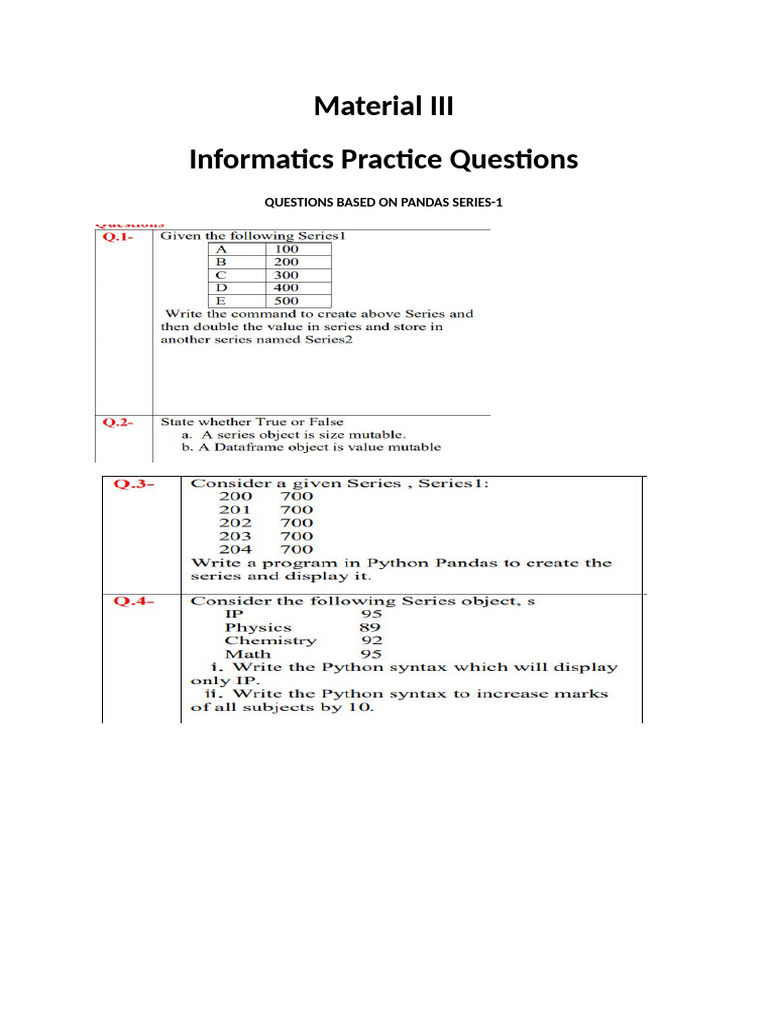Series Questions Only - To Upload | PDF