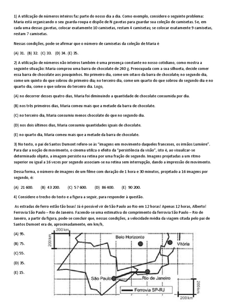 Simulado Etec Matemática 2011 | PDF | Chocolate | Temperatura