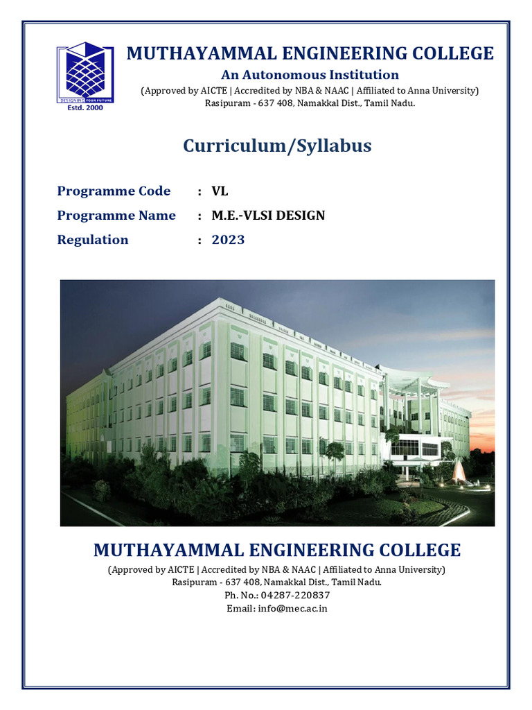 M.E. VLSI Design Curriculum 2023 | PDF | Regression Analysis | Bipolar ...