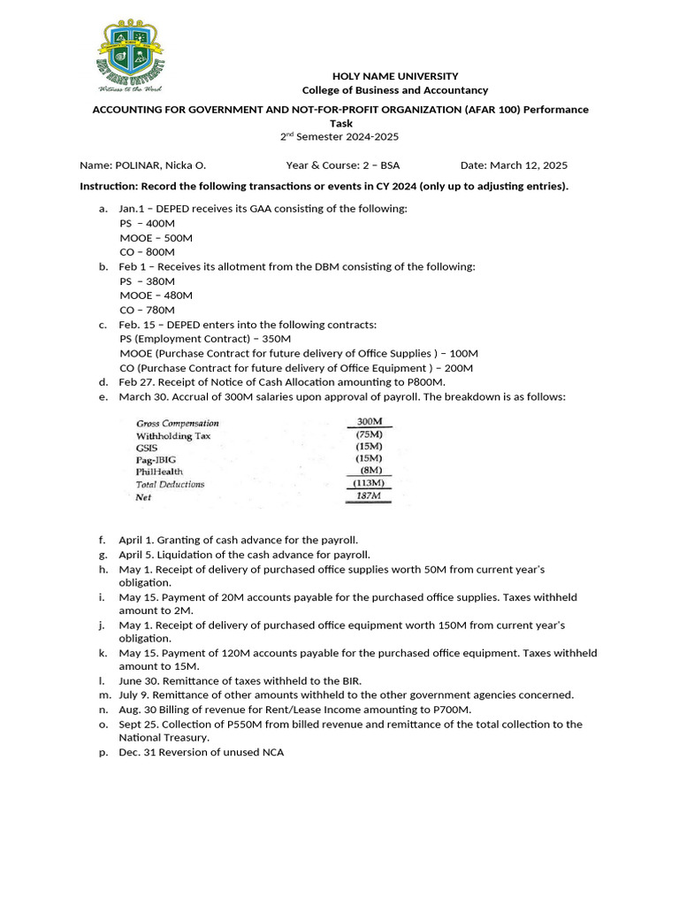 Performance Task | PDF