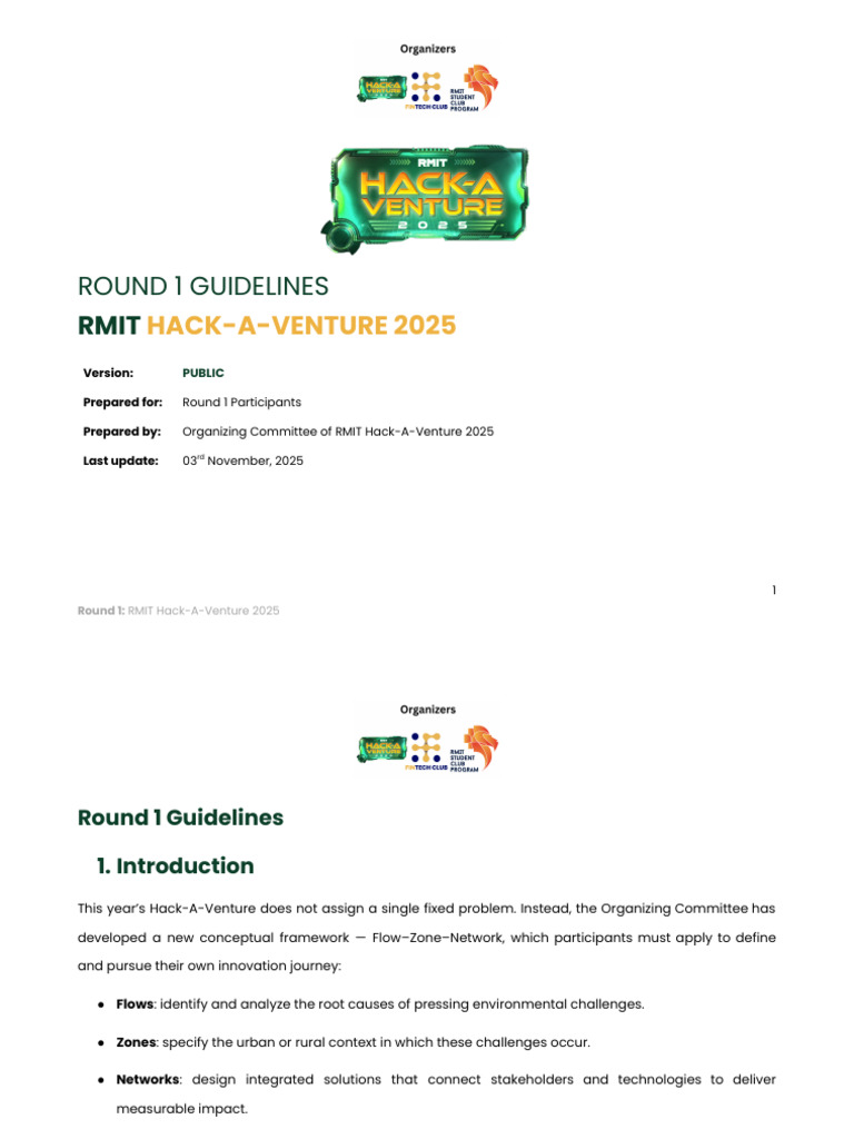 RMIT Hack-A-Venture 2025 Guidelines | PDF | Sustainability | Innovation