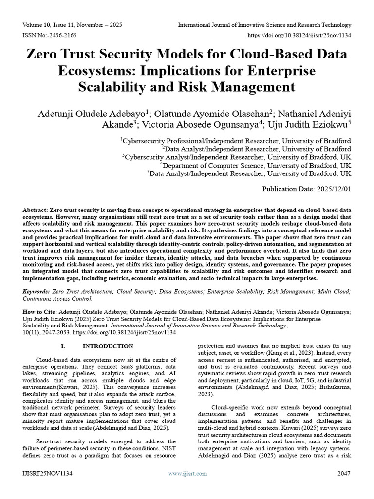 Zero Trust Security in Cloud Ecosystems | PDF | Cloud Computing | Security