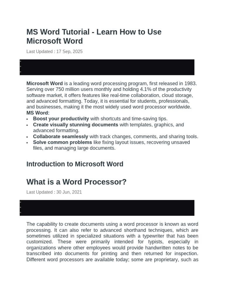 MS Word Tutorial | PDF | Microsoft Word | Computer File