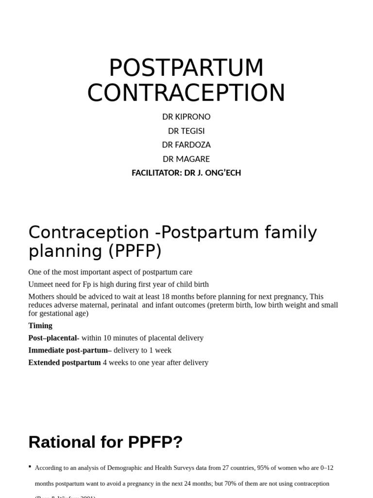 Postpartum Contraception | PDF | Childbirth | Postpartum Period