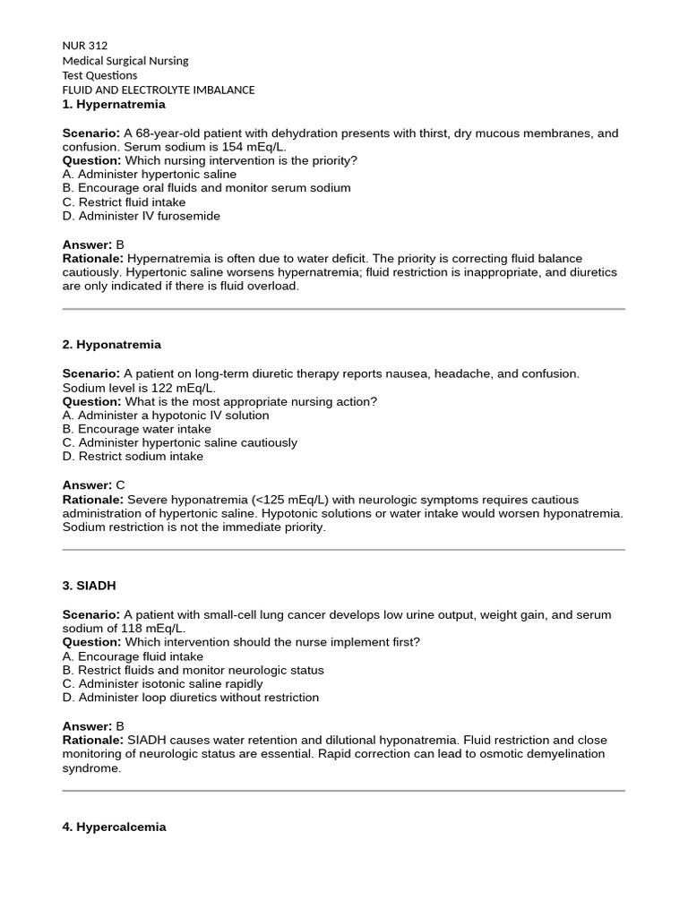 Fluid and Electrolyte Imbalance | PDF | Medical Specialties | Clinical ...