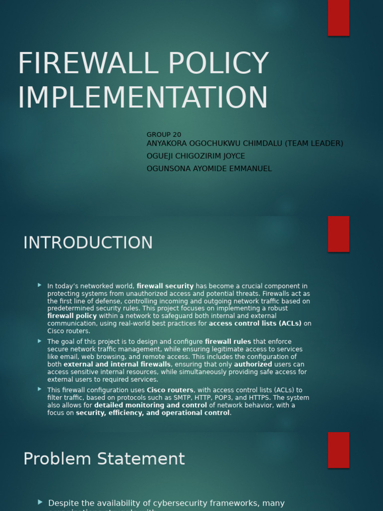 Firewall Policy Implementation Guide | PDF | Firewall (Computing ...
