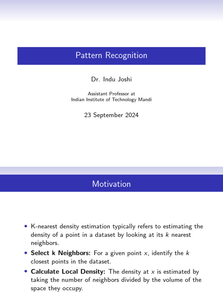 Pattern Recognition Lec20 K Nearest Neighbour Estimation | PDF ...