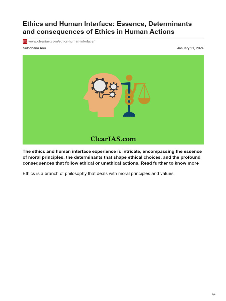 Ethics and Human Interface - Essence, Determinants and Consequences of Ethics in Human Actions ...