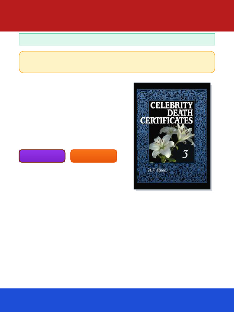 Celebrity Death Certificates 3 1st Edition M. F. Steen Ebook Remastered ...