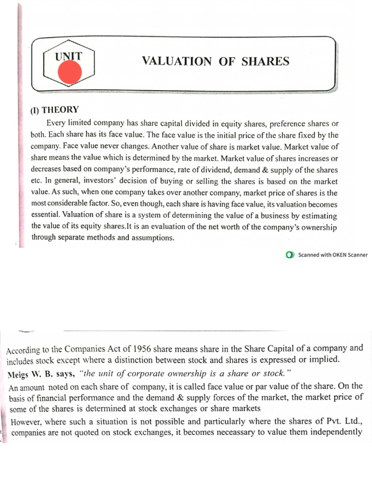Valuation of Shares | PDF
