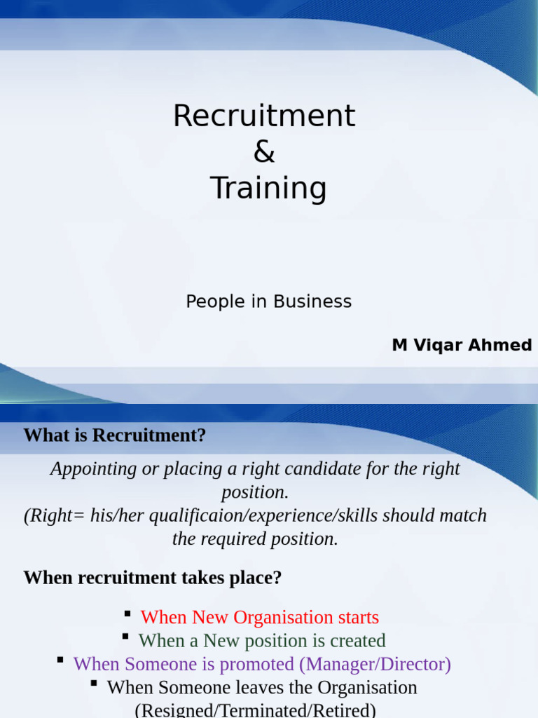 8 - Recruitment & Training | PDF | Recruitment | Employment