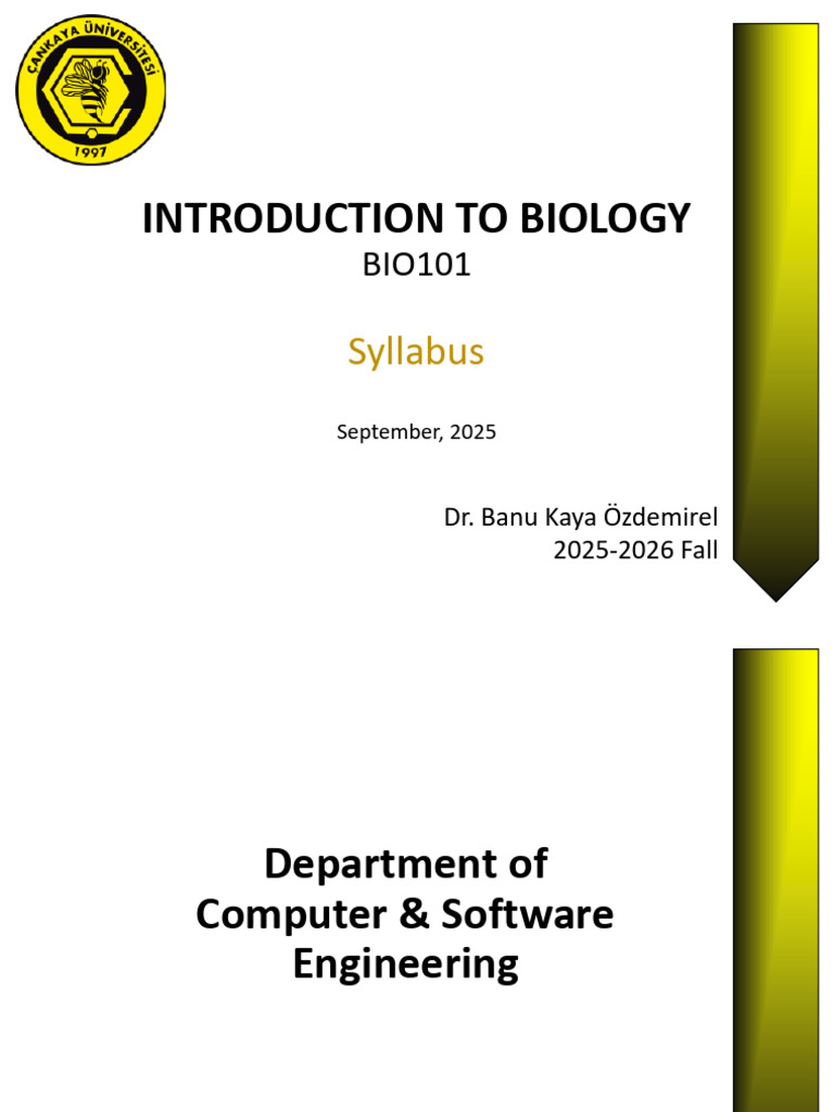 BIO101: Introduction to Biology Syllabus | PDF | Biology | Bioinformatics