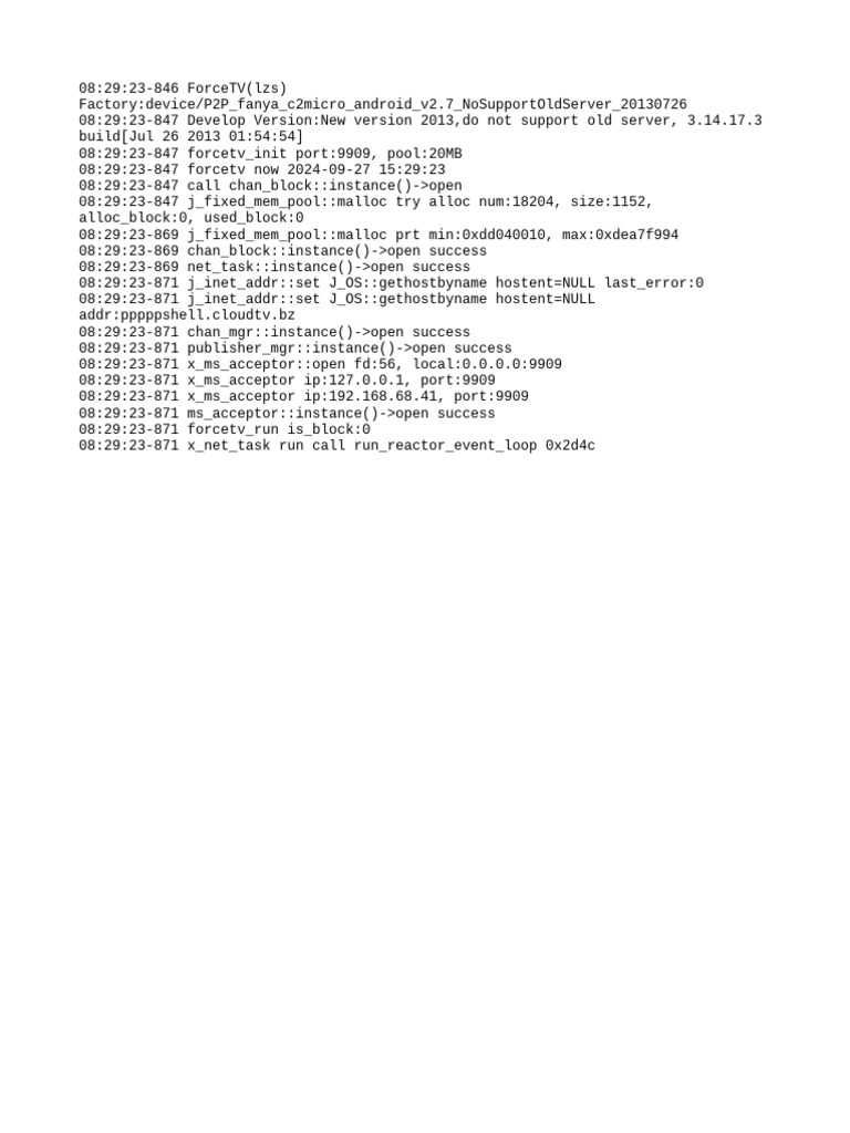 ForceTV Device Initialization Log | PDF