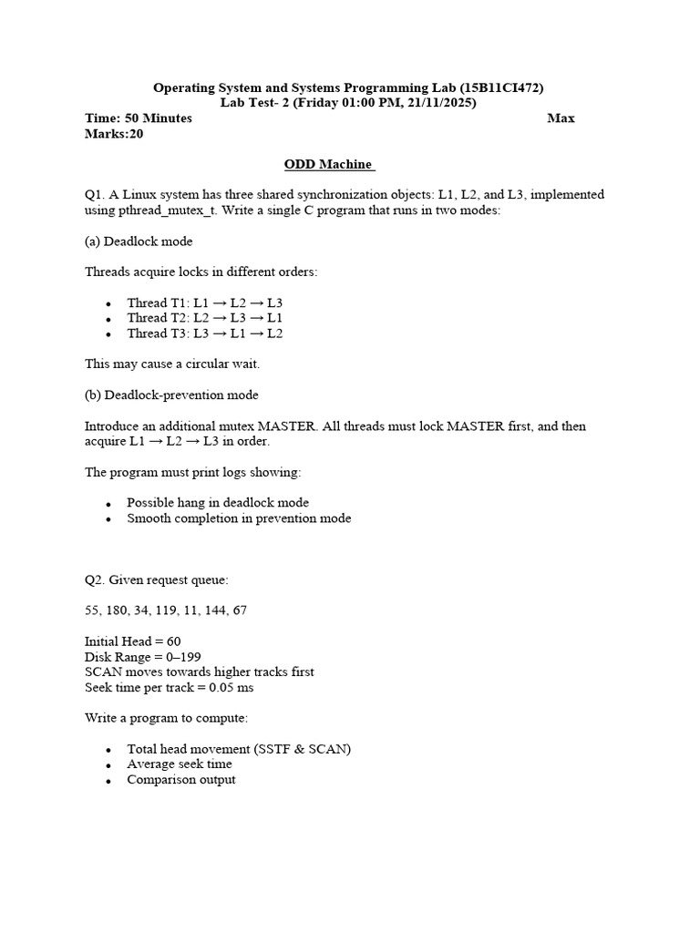 OSSP Lab Test-2 Fiday 1 To 3 | PDF