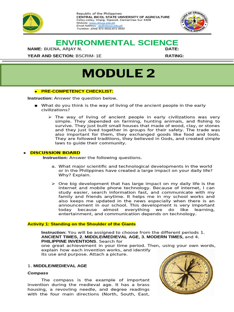 Gec 1 - Activity Module 2 | PDF | Compass