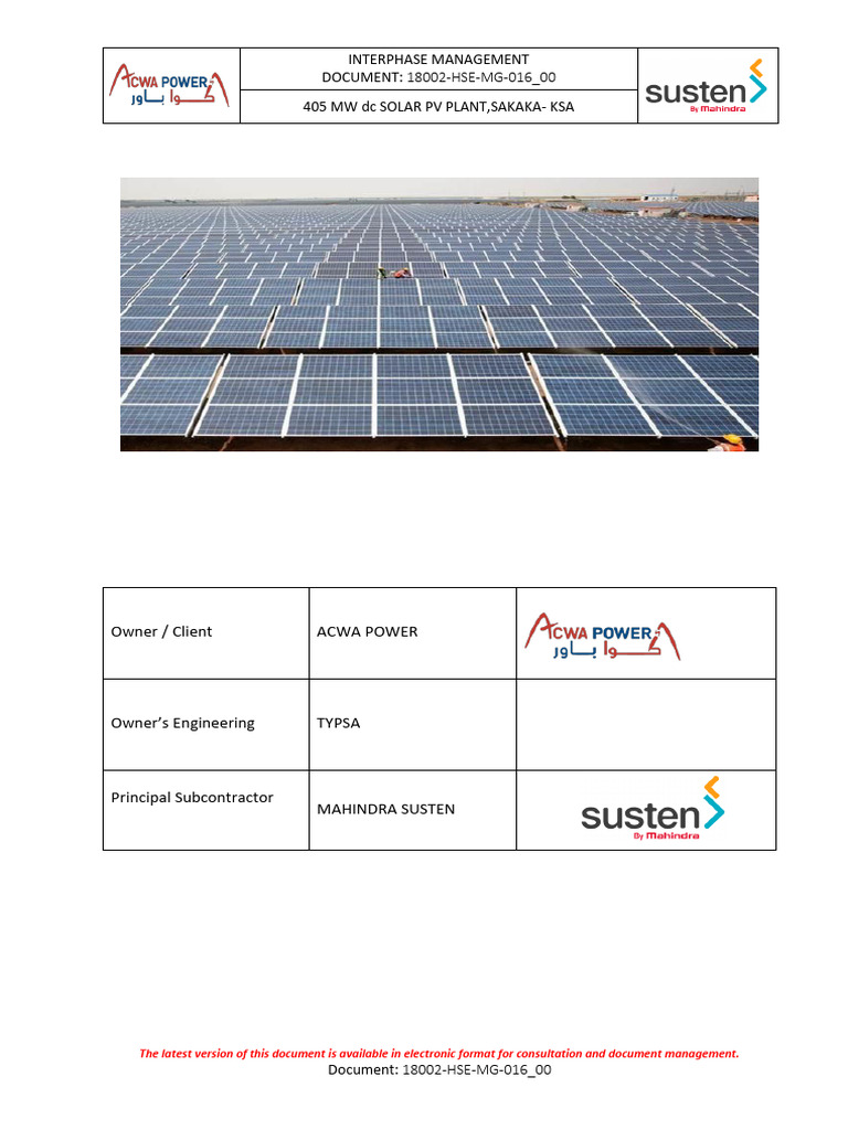 Interphase Management for Sakaka Solar Plant | PDF | Risk | Safety