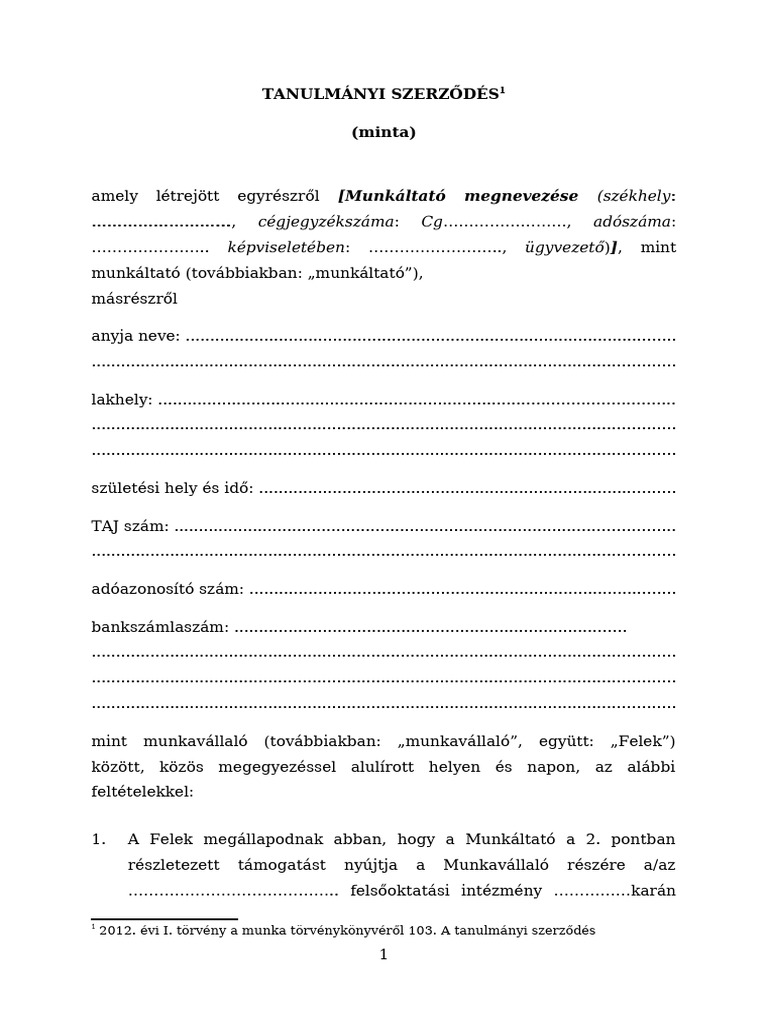 M 064 Tanulmanyi Szerzodes | PDF