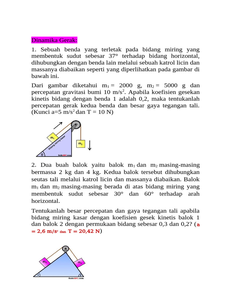 Percepatan dan Gaya Tegangan pada Katrol | PDF