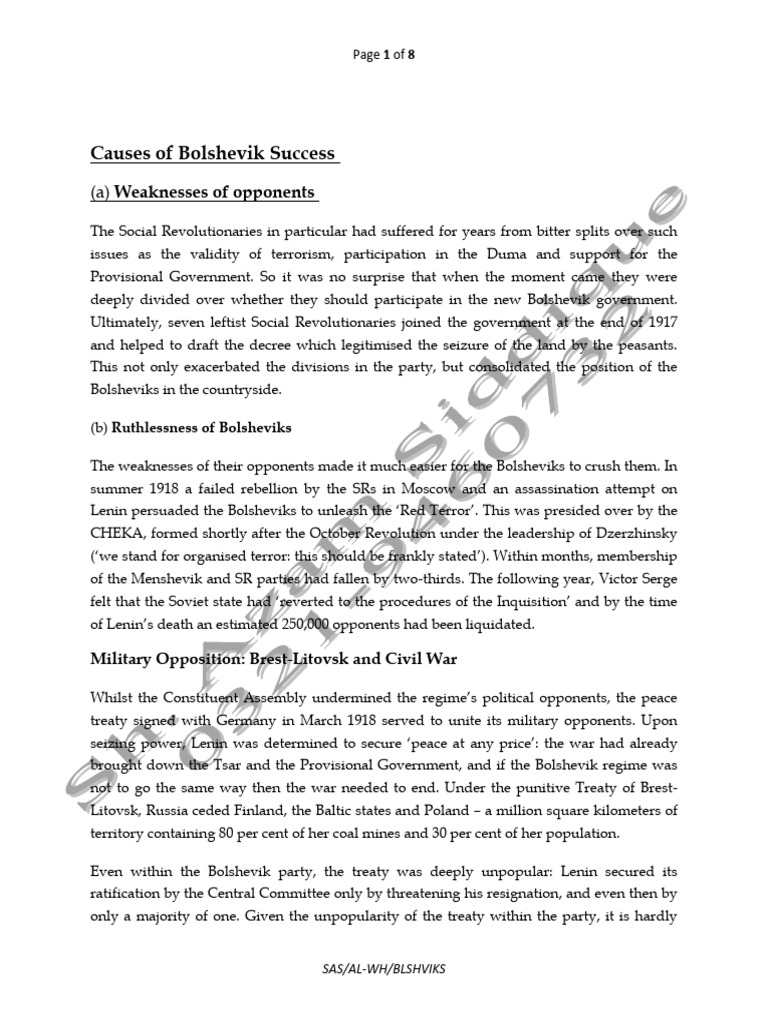 Causes of Bolshevik Success | PDF | Vladimir Lenin | Communism