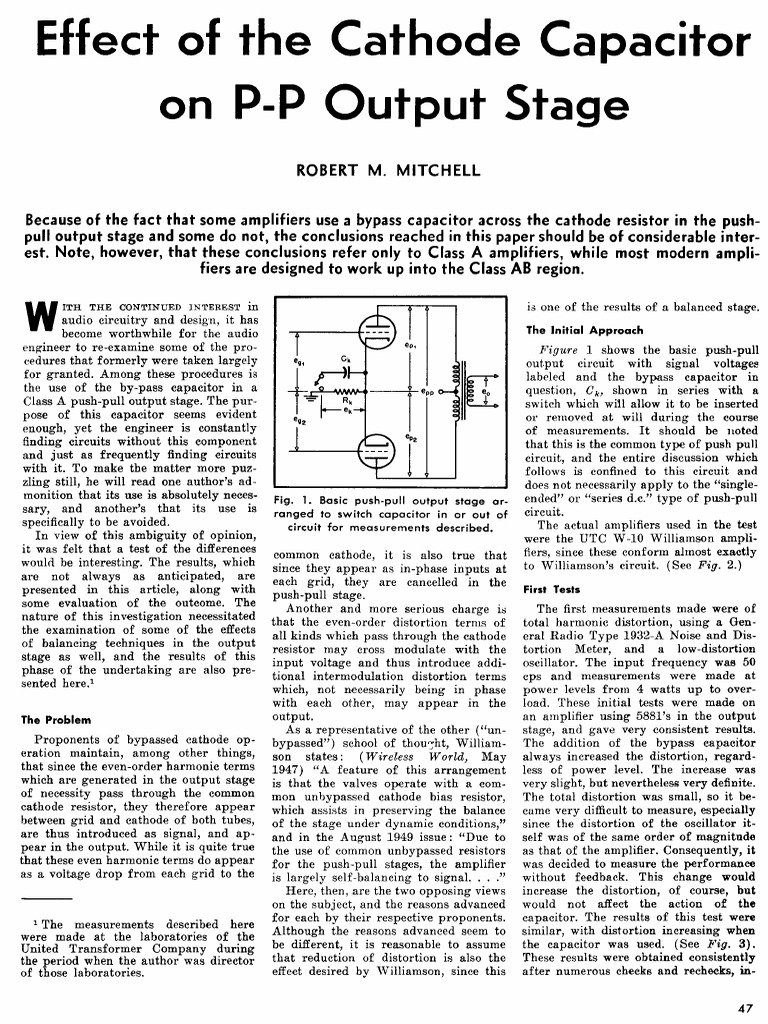 Effect of Cathode Capacitor | PDF