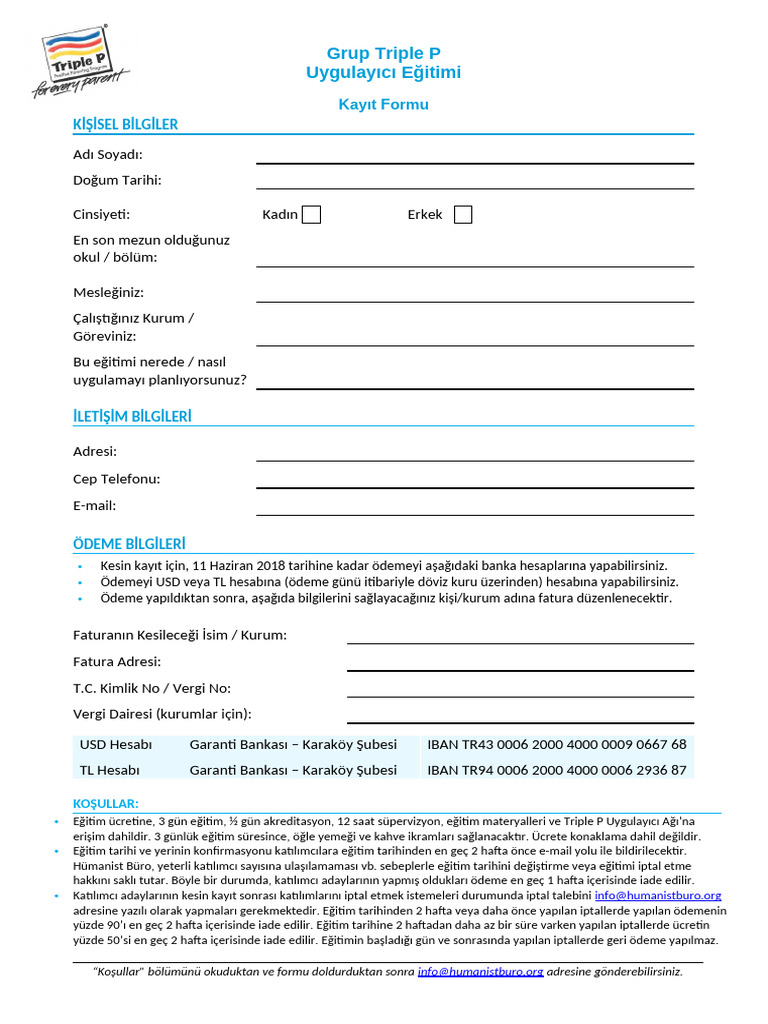 Triple P OE Turkey Registration Form - MAY 2018 | PDF
