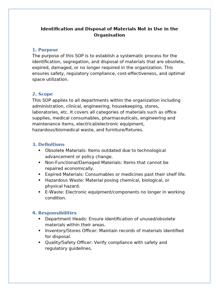 8 SOP Identification Disposal Materials | PDF | Waste Management | Waste