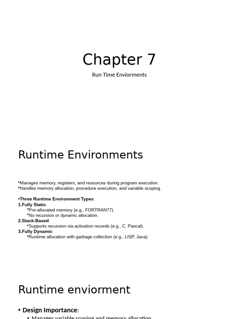 Chapter 7 Runtime Enviorments | PDF | Variable (Computer Science ...
