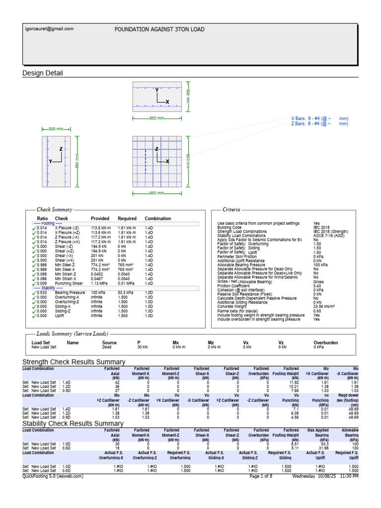 Foundation Design for 3 Ton Load | PDF | Civil Engineering | Structural ...