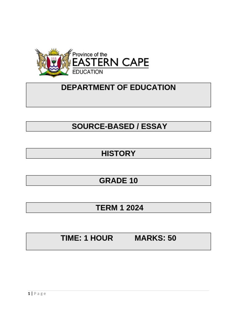 Grade 10 History Exam: Ming Dynasty & Songhai | PDF