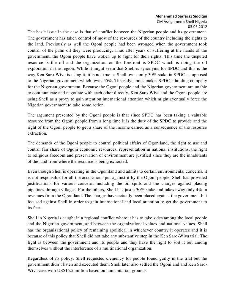 Shell Nigeria Case Analysis | PDF | Royal Dutch Shell