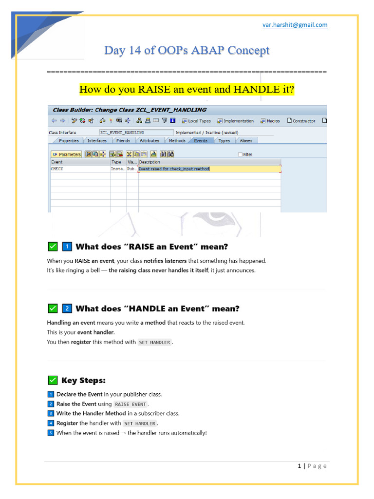 Raising and Handling Events in ABAP | PDF