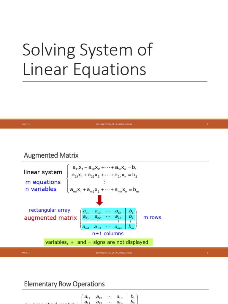 1.2 Solving System of Linear Equations | PDF | System Of Linear ...