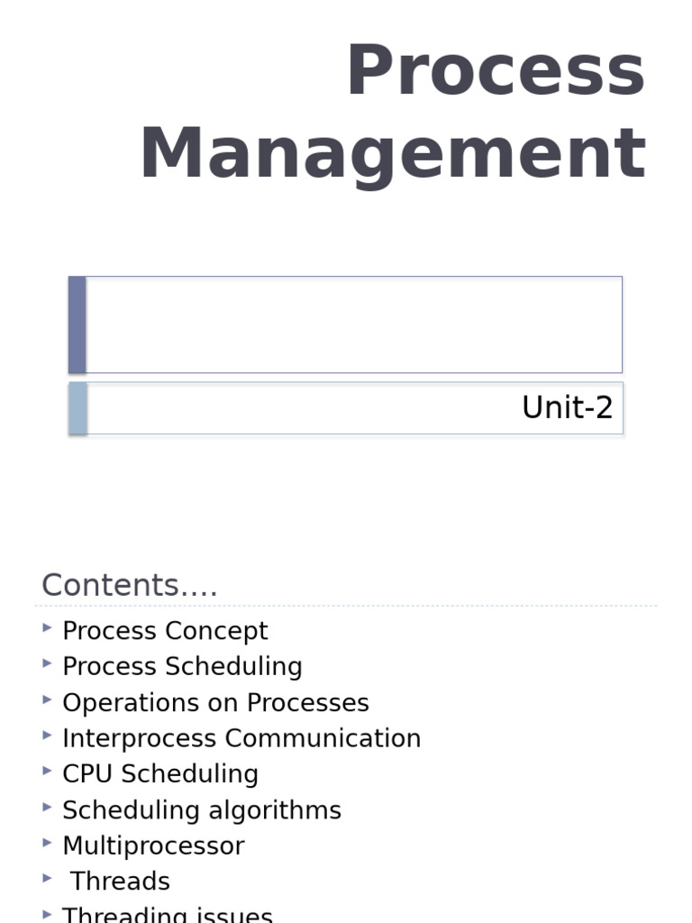 Unit-2 Process Management | PDF | Process (Computing) | Scheduling ...
