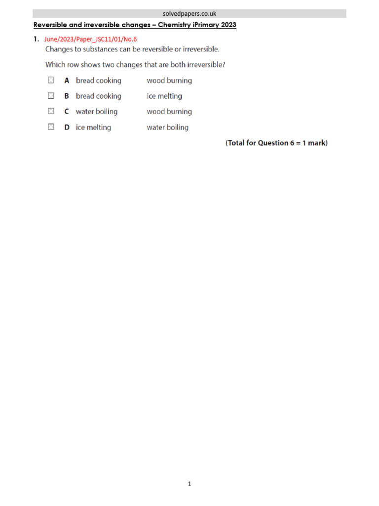 Reversible vs Irreversible Changes in Chemistry | PDF