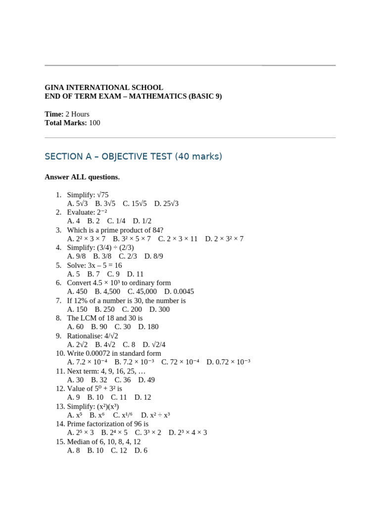 Basic 2 English Exams | PDF | Number Theory | Arithmetic