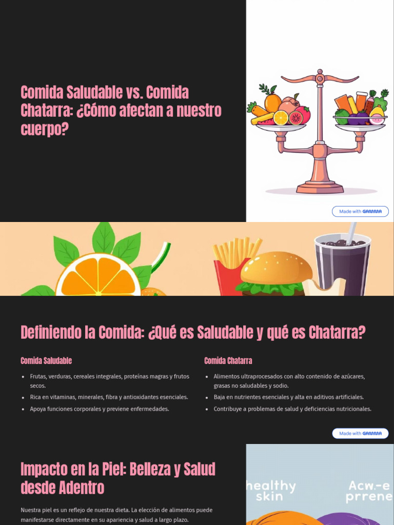Comida Saludable vs. Chatarra: Impacto en Salud | PDF | Alimentos ...