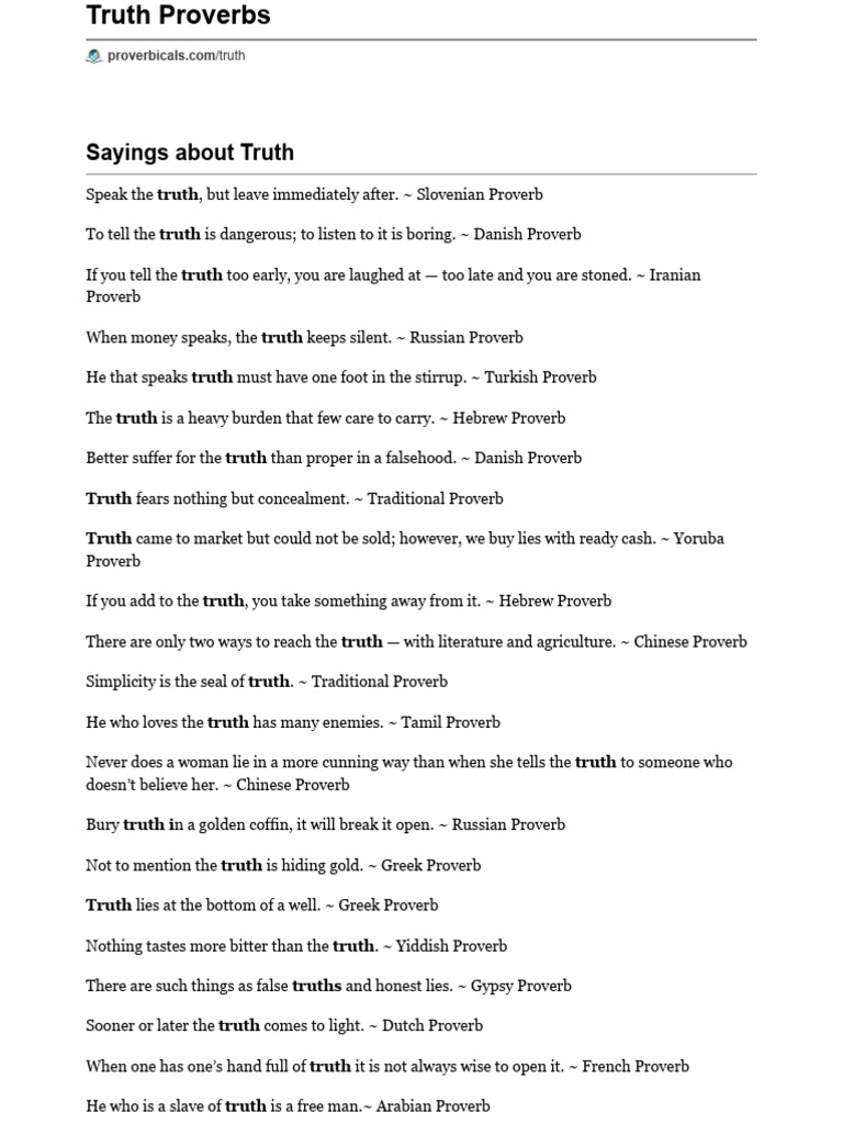 Truth Proverbs | PDF | Proverb | Truth