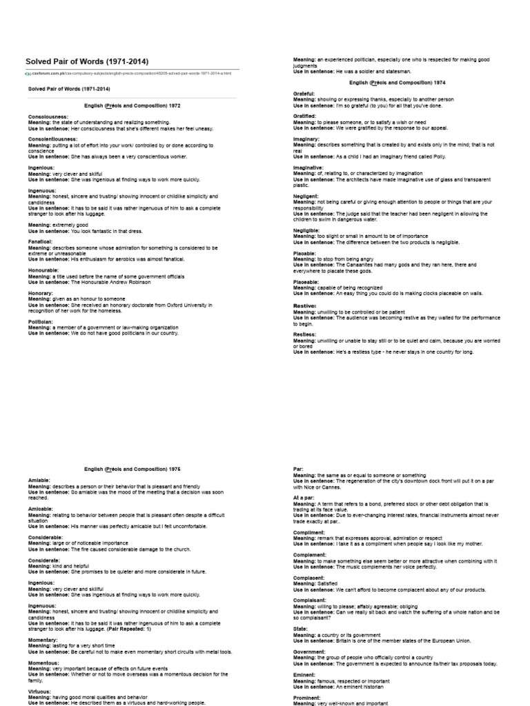 Solved Pair of Words Guide (1971-2014) | PDF