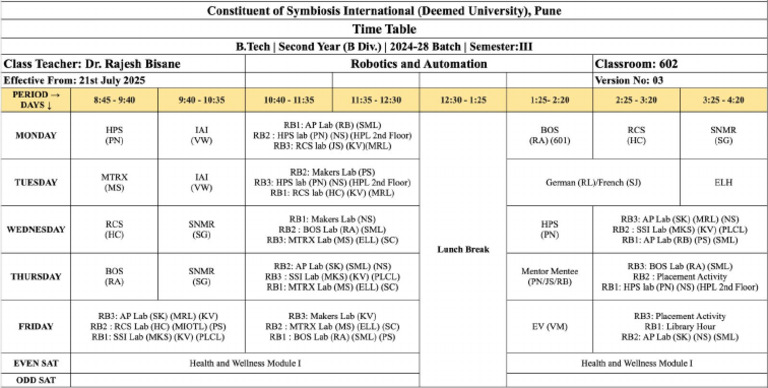 College Timetable | PDF