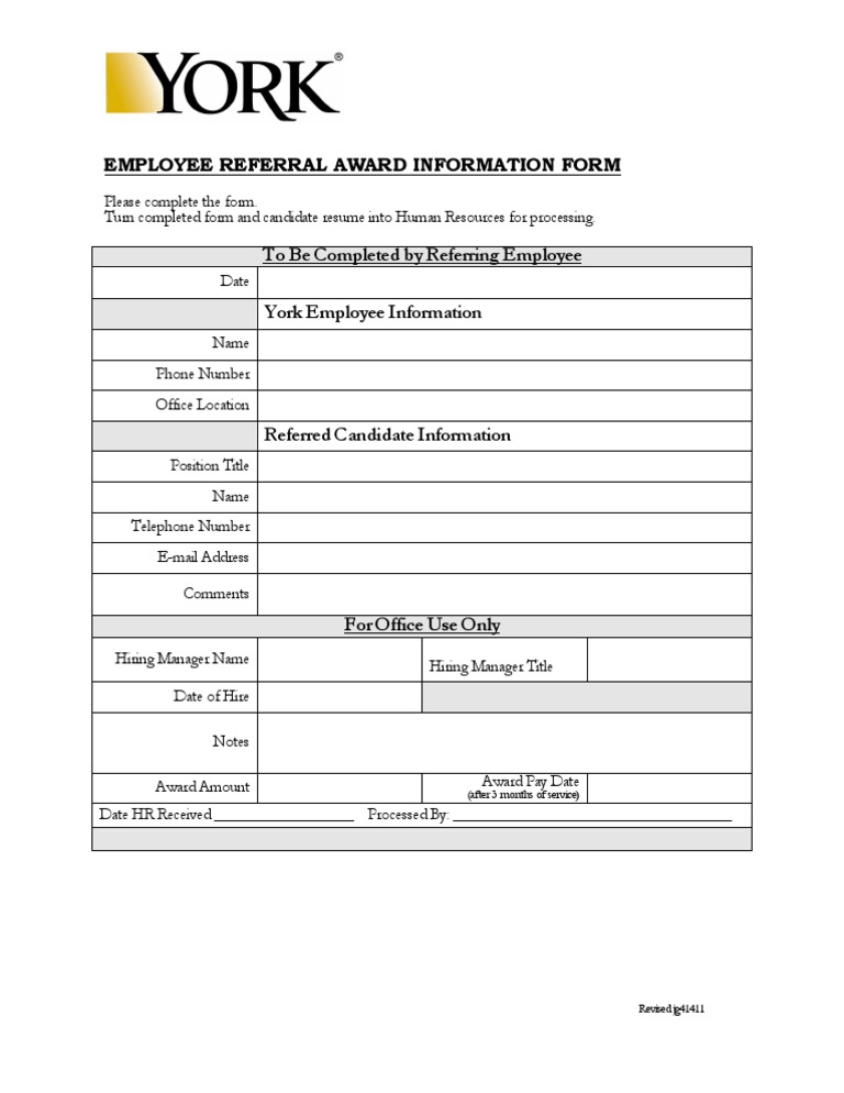 Employee Referral Award Program Form | PDF