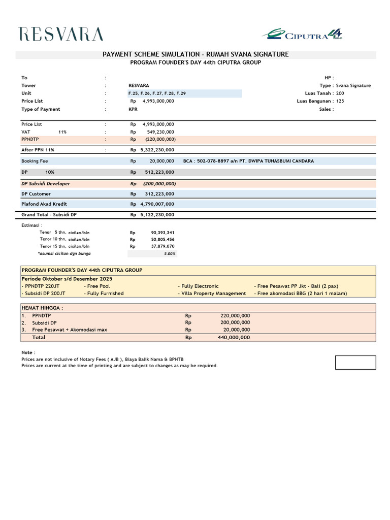 Payment Scheme - Svana Signature | PDF