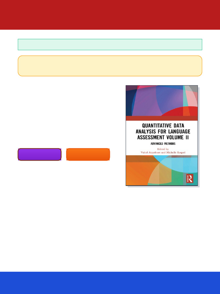 Quantitative Data Analysis For Language Assessment Volume II Advanced ...