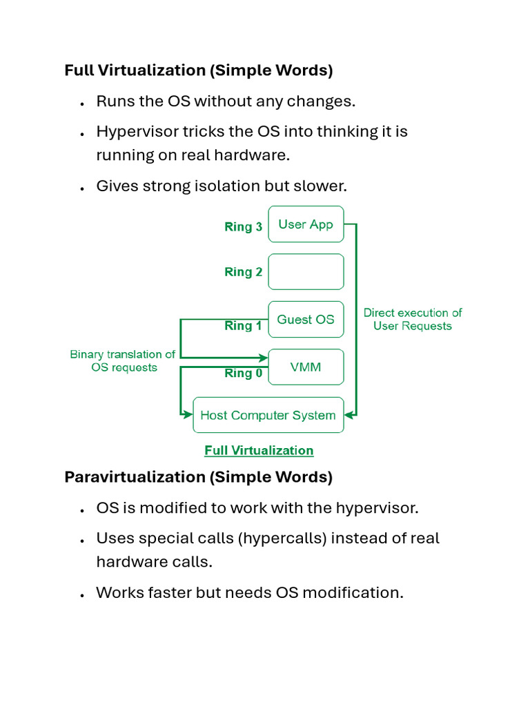 Full Virtualization and para Virtualization | PDF