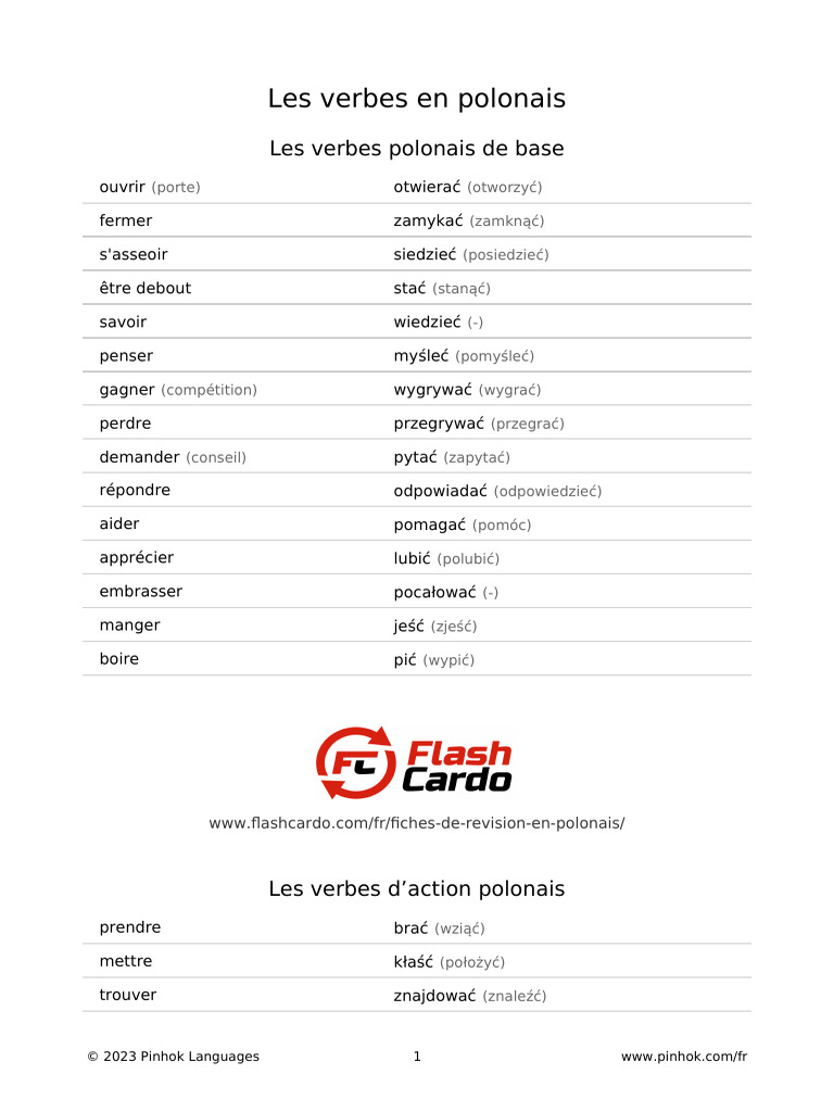 Les Verbes Polonais | PDF