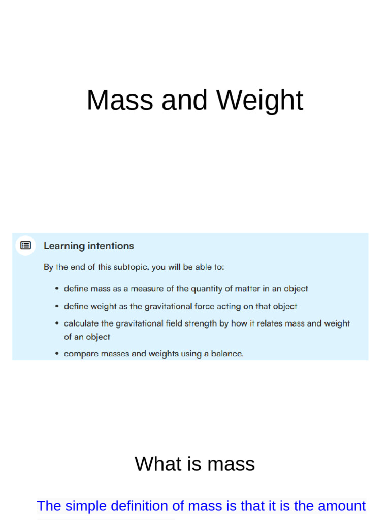 Mass and Weight | PDF