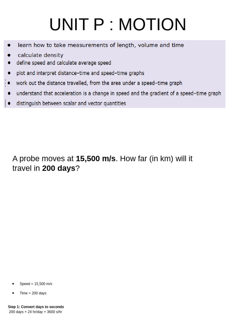 Motion Calculations: Distance & Time | PDF